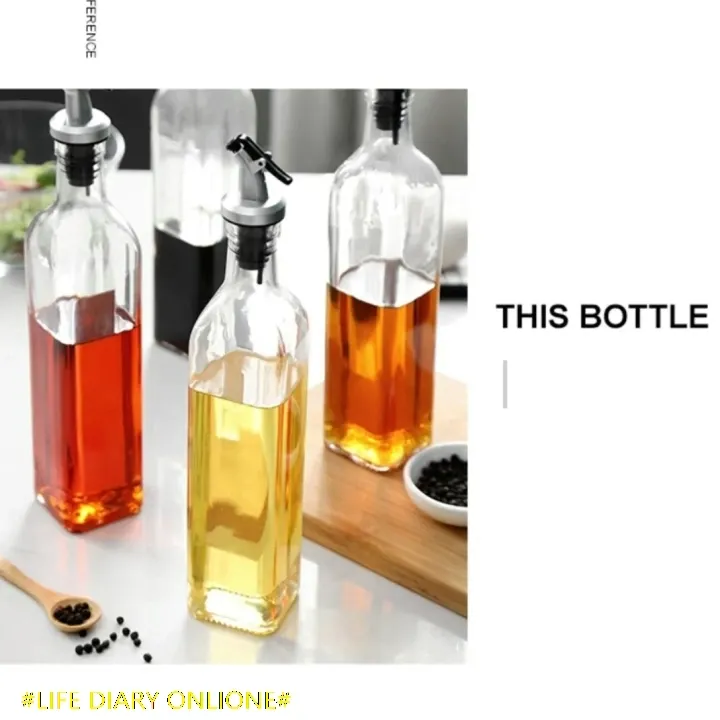 500ML Square Glass Oil Bottle Oil Dispenser Soy Sauce Olive Oil Vinegar ...