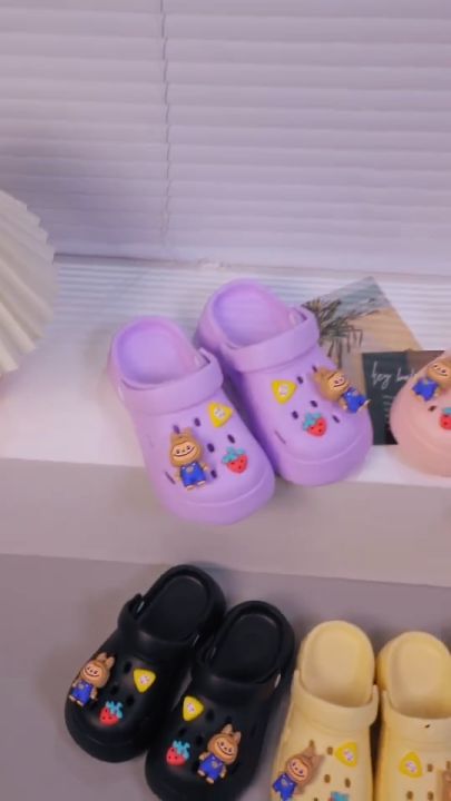 Vogue Style Labubu Crocs For Kids Girl Fashion Mixtz Color Non-slip ...