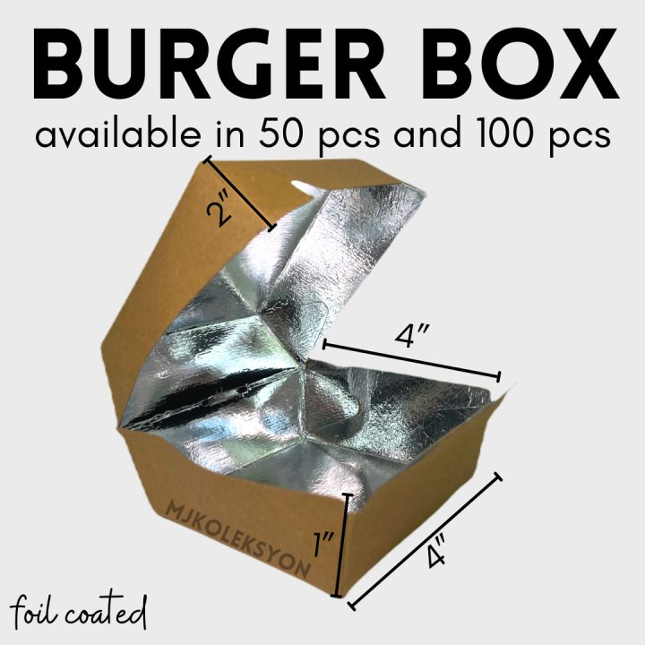 Burger Sandwich Box Quarter Pounder Burger 50pcs Silver | Lazada PH