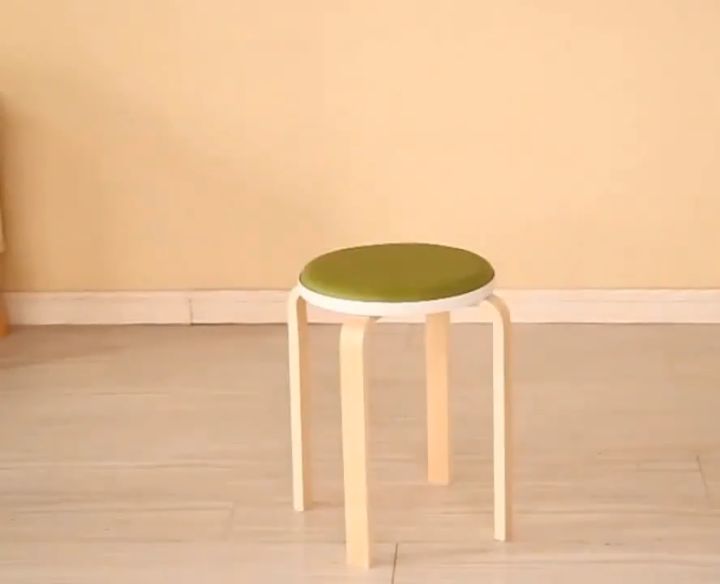 Solid Wood Round Chair Nordic Round Stool For Living Room Black/White ...