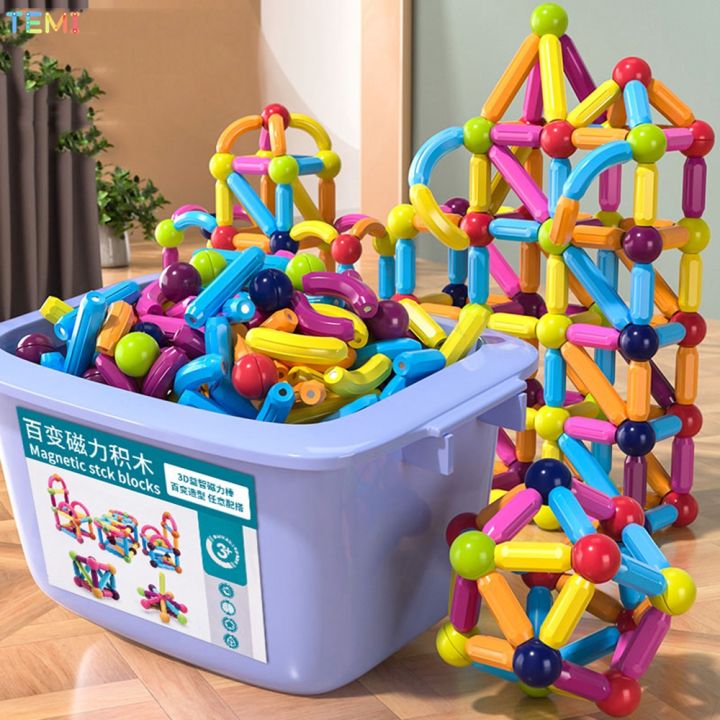 TEMI 73PCS Brick Toy Magnetic Stick Building Blocks Toy Blok Magnet ...