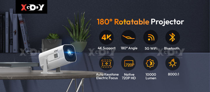 XGODY Gimbal M1 Mini Projector Android Smart Projector WiFi6 Bluetooth ...