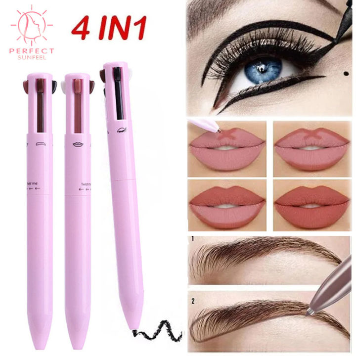 4 In 1 Makeup Pen Eyeliner Eyebrow Pencil Easy to Color Lip Line ...
