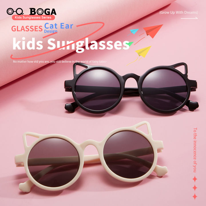 OQ BOGA 5 Colors Unisex Anti UV Cat Ear Round Frame Kids Sunglasses ...