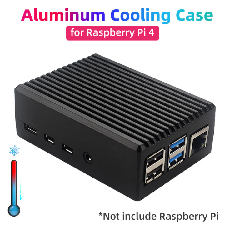 Aluminum Alloy Case for Raspberry Pi 4 Black Box Metal Shell Passive Cooling Enlosure Case for ...
