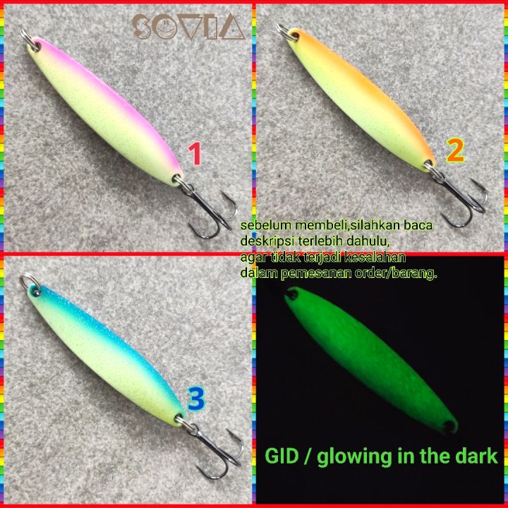 lure tipe spoon metal glowing / pengganti minnow / popper with treble ...