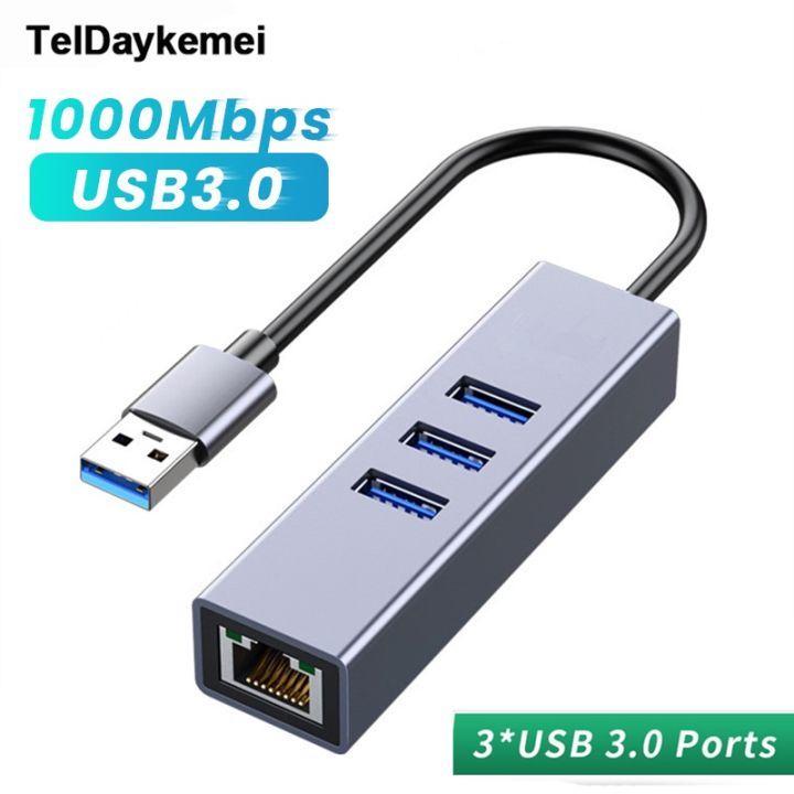 USB C HUB 1000Mbps 3 Ports USB 3.0 Type C HUB USB to Rj45 Gigabit ...