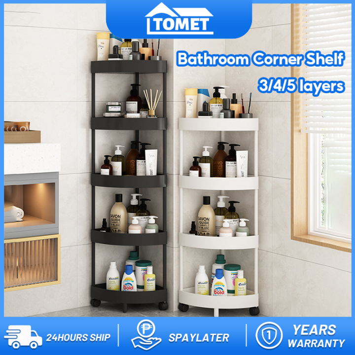 Tomet 5 Layers Stainless Bathroom Corner Rack Shelf Shower Organizer ...