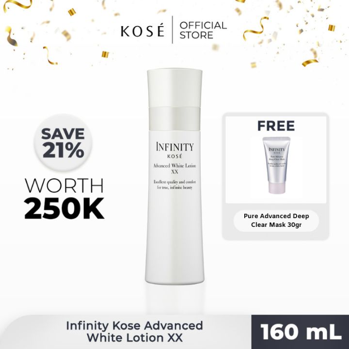 KOSE Infinity Advanced White Lotion XX - 160ml + FREE Pure Advanced Deep Clear Mask 30gr ...