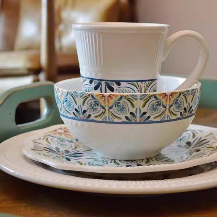 OMK Blue Mediterranean Series Ceramic 6 inch bowl 700ML | Lazada