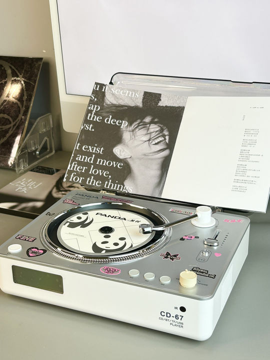 Panda CD67 Retro Dual-Mode Bluetooth Integrated CD Player Vinyl Album ...