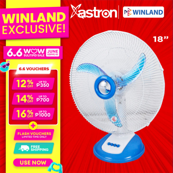 Astron by Winland Jumbo 18" Desk Fan | Electric Fan 70watts (Blue ...