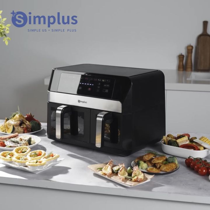 Simplus Outlets🔥หม้อทอดไร้น้ำมัน สองช่องคู่ความจุ 10L ขนาดใหญ่พิเศษ หน้าจอ LCD ความคมชัดสูง 11 ...