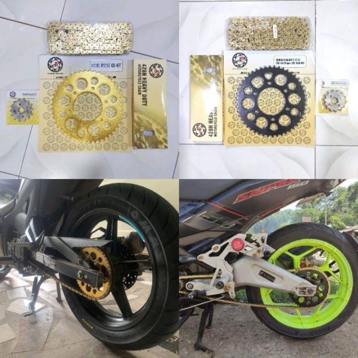 SNIPER155 SPROCKET CHAIN SET 14/48 14/50 GOLD CHAINSET Yamaha Sniper155 ...