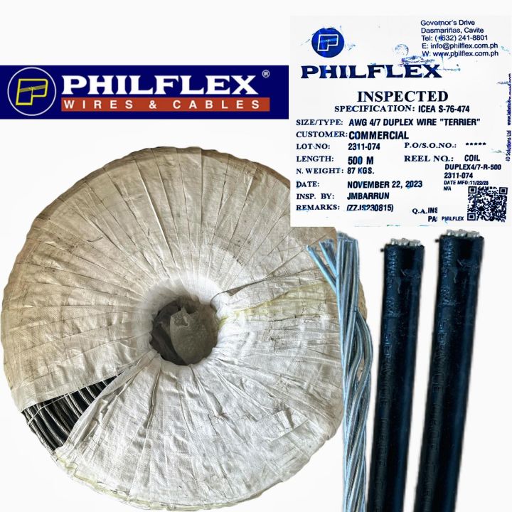 PHILFLEX Local Made ACSR Service Drop Wire TRIPLEX AWG4/7 x PER 10 ...