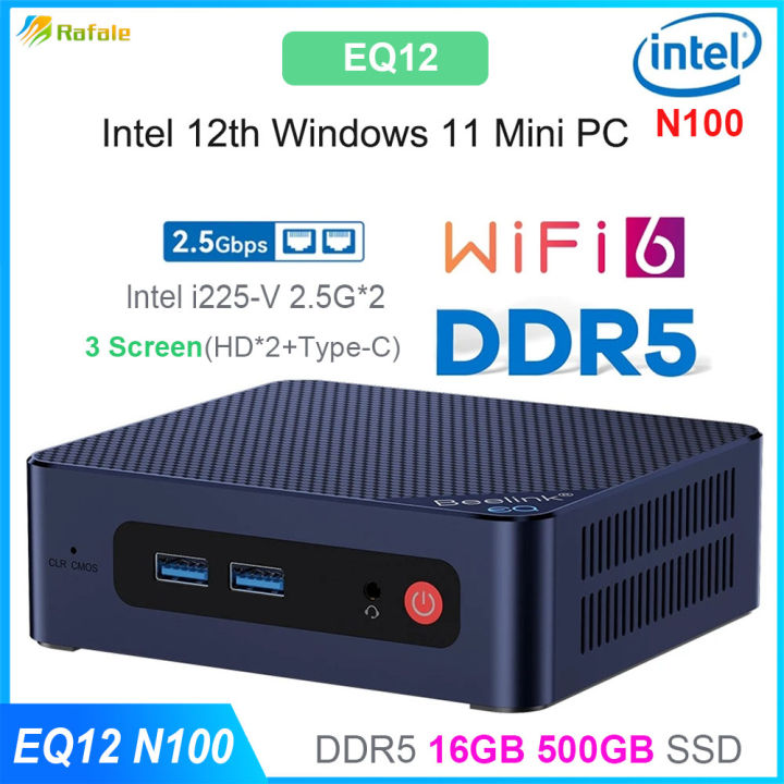 New Beelink EQ12 Intel 12th N100 Mini PC Windows 11 DDR5 8GB/16GB 500GB NVME SSD Quad-Core 2.4G ...