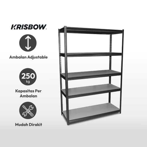 Rak Besi Krisbow 120x45x180 Cm 5 Tingkat - Abu-abu | Lazada Indonesia