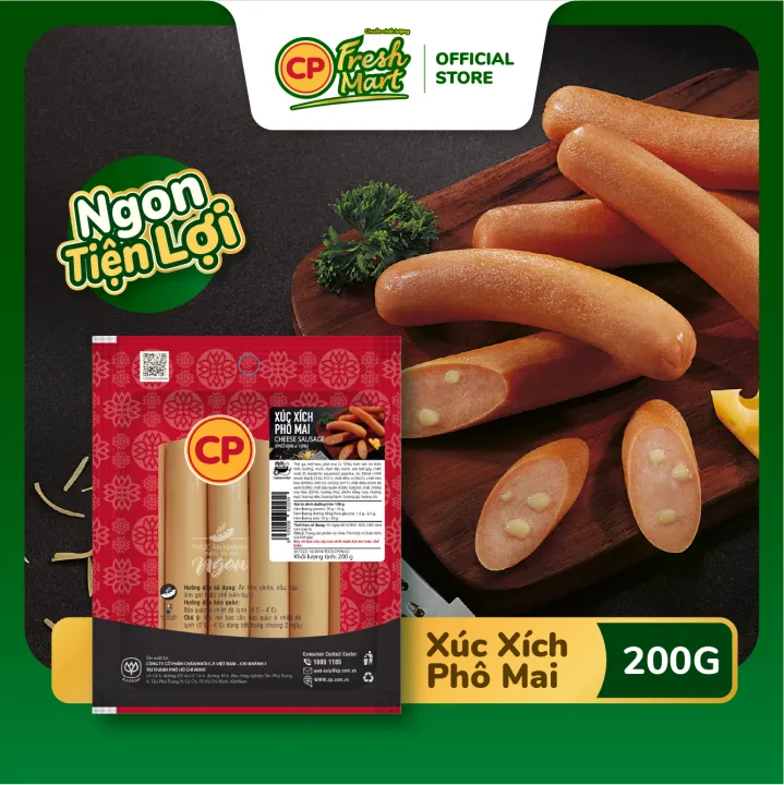 Xúc Xích Phô Mai CP Gói 200G - Ngon Tiện Lợi - Snack Ăn Vặt Cho Bé - CP Fresh Mart | Lazada.vn