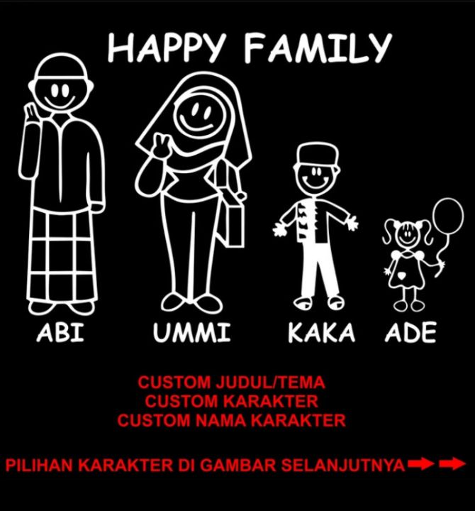 Stiker Happy Family Cutting Stiker Karakter Untuk Kaca Mobil | Lazada ...