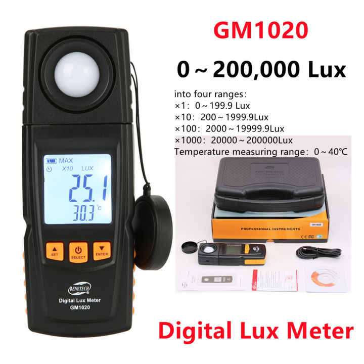 Hot Digital Lux Light Meter USB LCD backlight Display Handheld Photometer Up to 200,000 Lux ...