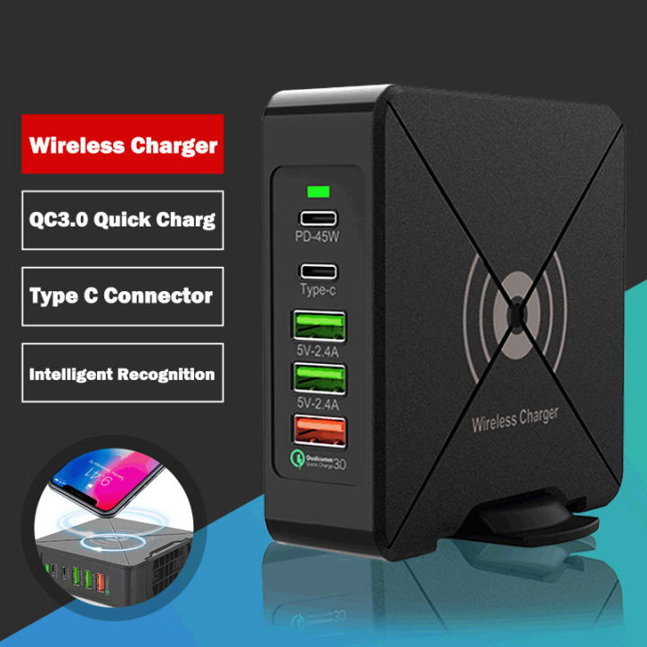 แท่นชาร์จ USB หลายพอร์ต75W,พอร์ต HubType C ชาร์จเร็วพร้อมอะแดปเตอร์เครื่องชาร์จติดผนังไฟพร้อม ...
