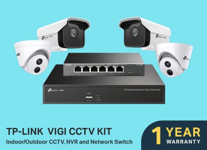 TP-Link VIGI All- In- One 4-Channel Security System CCTV POE Camera ...