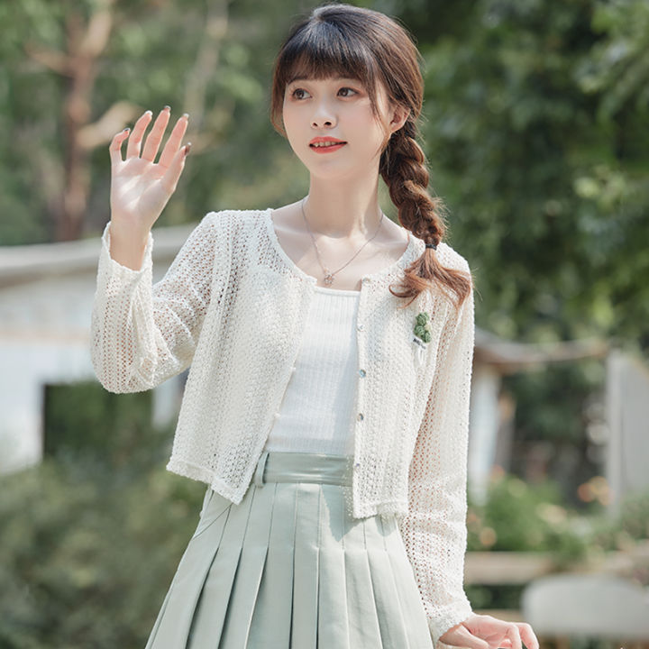 Piperka Qi เสื้อคลุมกันแดดแขนยาวฉลุลายแบบใหม่ฤดูร้อนปี2024เสื้อคาร์ดิ ...