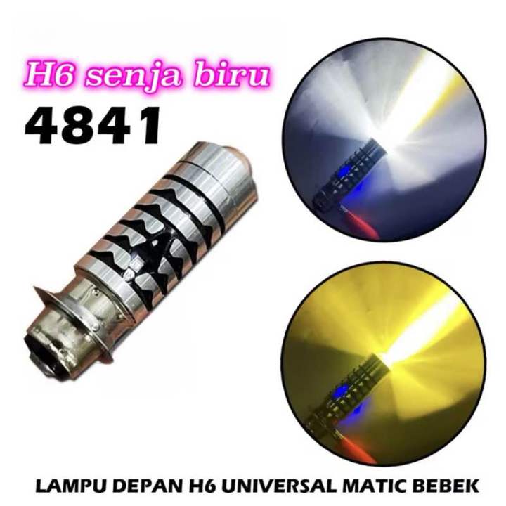 [HARGA KANTONG PELAJAR] Lampu Led Utama motor soket H6 senja biru nyala ...