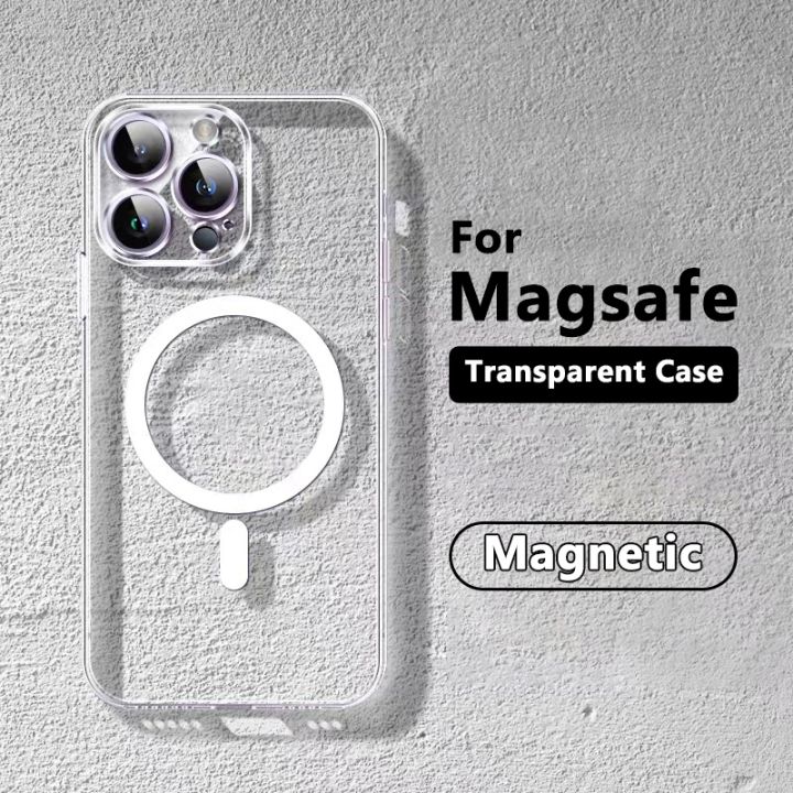 Magnetic Transparent Case For iPhone 14 13 12 11 Pro Max For Magsafe ...
