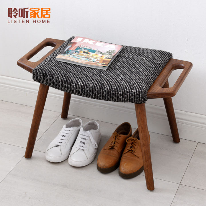 Scandinavian Solid Wood Shoe Changing Stool Footstool Foot Bench ...