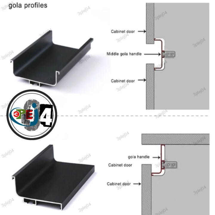 Nordic gola profile cabinet pull handle C L shape door aluminum ...