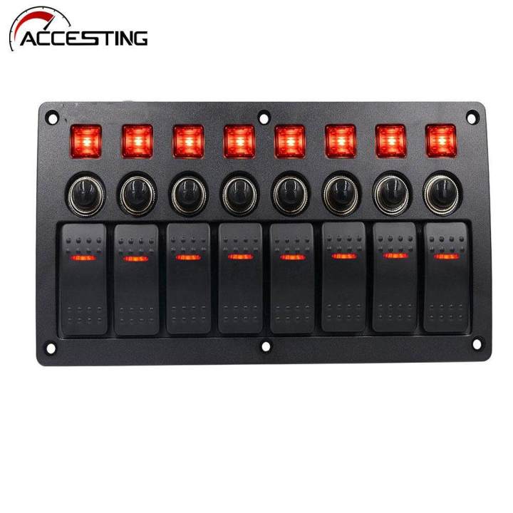 6/8 Gang Switch Panel Car Auto Boat Marine Dual Led Rocker Switch Panel ...