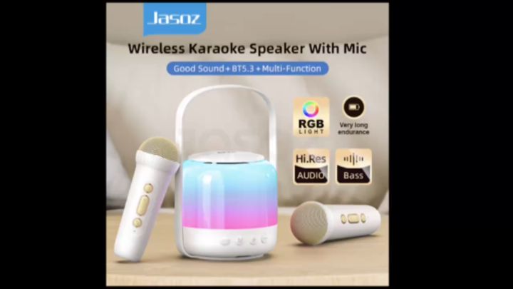 Jasoz JM02 Professional Karaoke Bluetooth Speaker Wireless Dual Mic RGB Light Home KTV Party ...