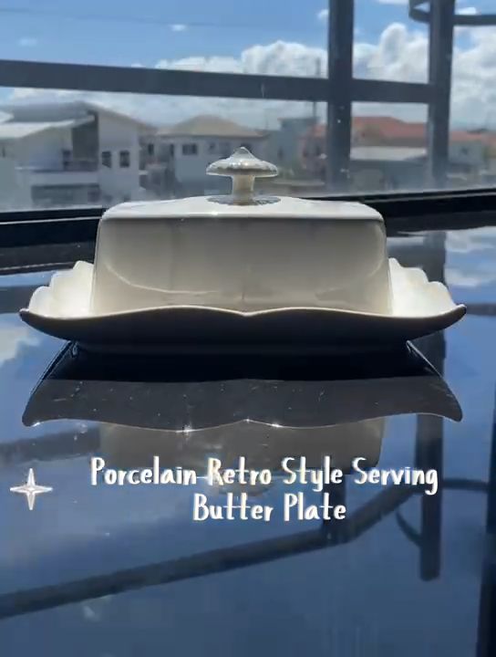 Locaupin White Porcelain Retro Style Serving Butter Plate with Cover ...