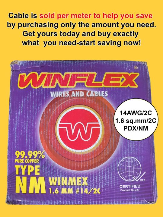 PDX CABLE SOLID #14 AWG/2C(1.6sq.mm/2C) WINFLEX PDX/NM TYPE CABLE (Sold ...
