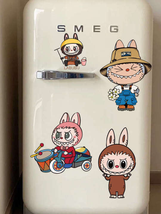 Labubu Fridge Magnet Sticker Luggage Decorative Cartoon Adhesive Free ...