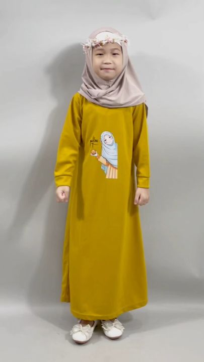 CF Kids Gamis Anak Perempuan Print DTF Cute Baju Muslim | Lazada Indonesia