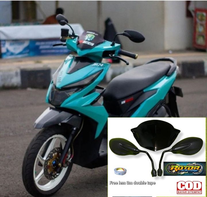Paket variasi visor plus spion x1 universal pnp honda beat new esp beat ...