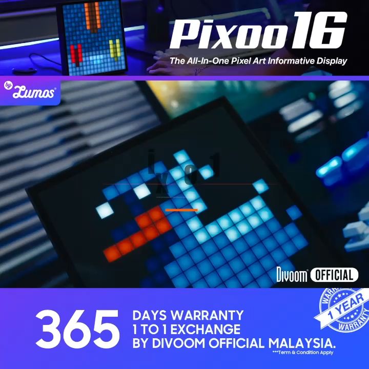 [READY STOCK] Divoom Pixoo-16 The All-In-One Pixel Art Informative ...