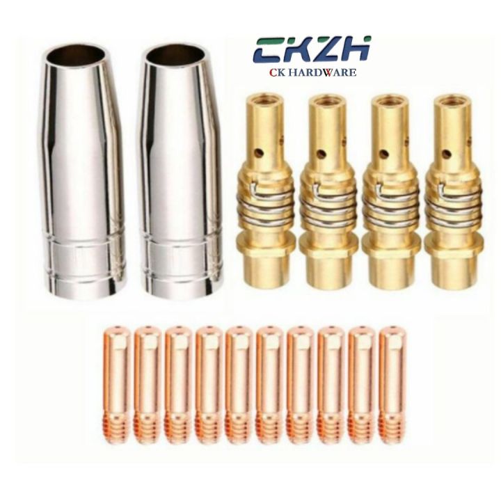 16Pcs/Set Mig Welding Nozzle Welder Torch Nozzles Gold Tip Holder Contact | Lazada
