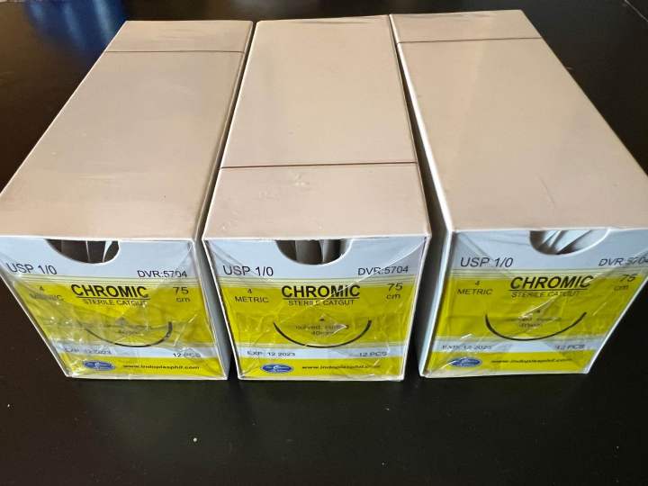 Chromic Sutures Dr. Choice 1/0 Curved Cutting 12/pack Exp. 12/23 (FOR ...