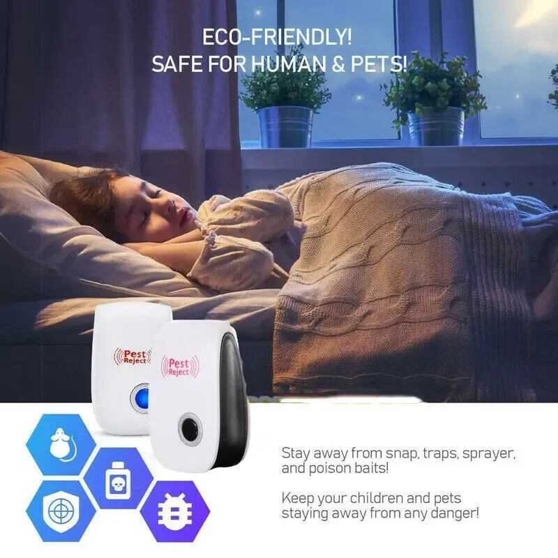 EU Plug Electric Ultrasonic Pest Repeller Anti Mosquito Rodent Control ...