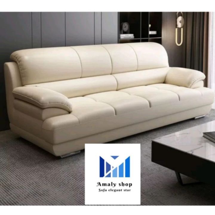 Sofa Kulit 3 seater Minimalis Mewah Sofa Ruang Tamu Modern Jati ...