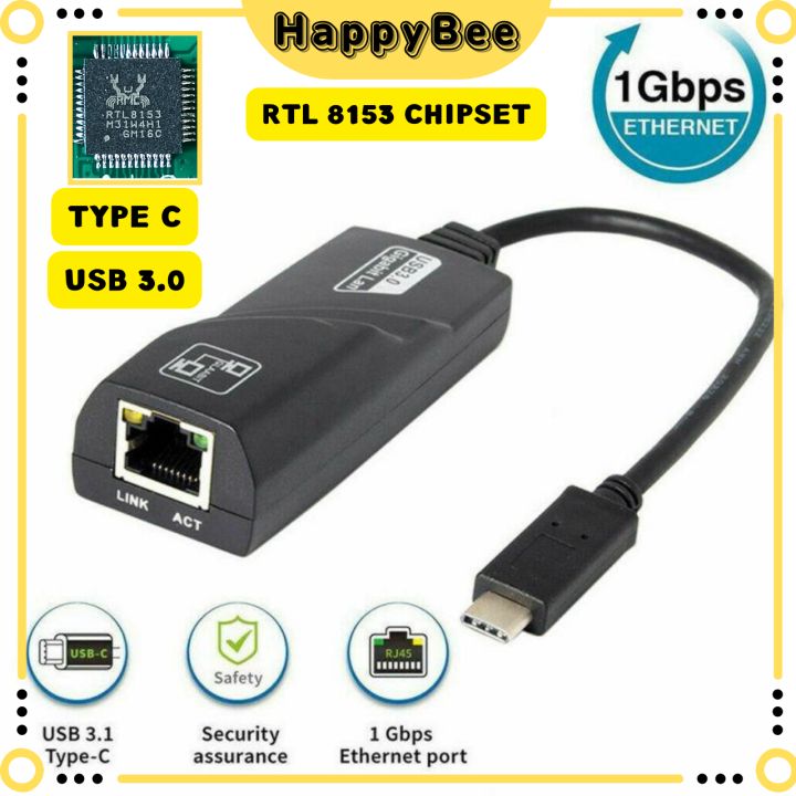Usb 3.0/Type C 3.0 (RTL-8153 ) to RJ45 Gigabit Lan Adapter 10/100/1000 ...