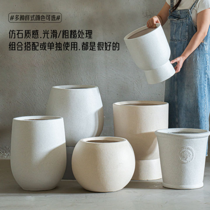 Large Diameter Ceramic Flower Pot Luxury Concrete Bonsai Plant Stand ...