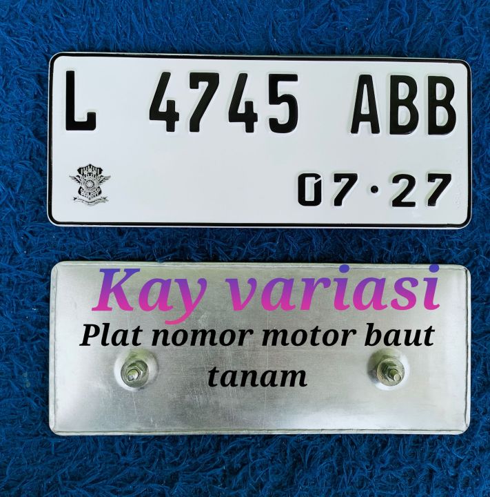 plat nomor motor baut tanam putih hitam 2pcs/sepasang | Lazada Indonesia