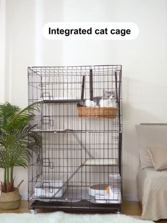Cat Cage 4 Layer Pet Cage Foldable Easy Assemble Sturdy Pet Furniture ...