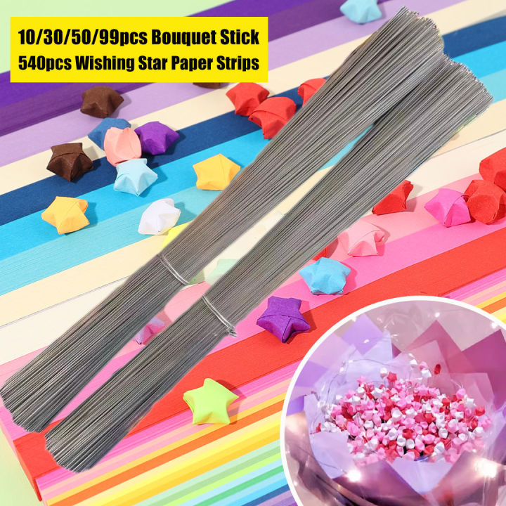 YESPERY Wishing Star Paper Strips and Bouquet Stick Lucky Star Origami ...