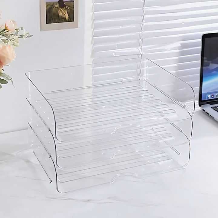 Dwesk Oraniser Stackable Desktop File Storage Box Student Stationery ...