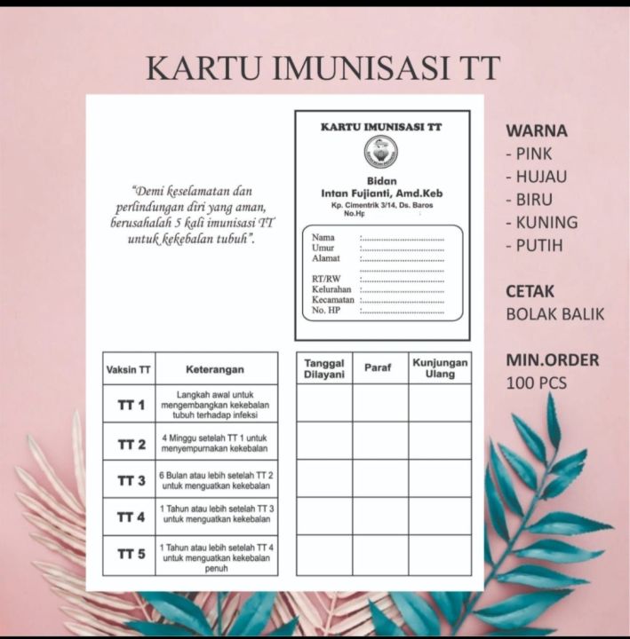 KARTU IMUNISASI TT (100 PCS) | Lazada Indonesia